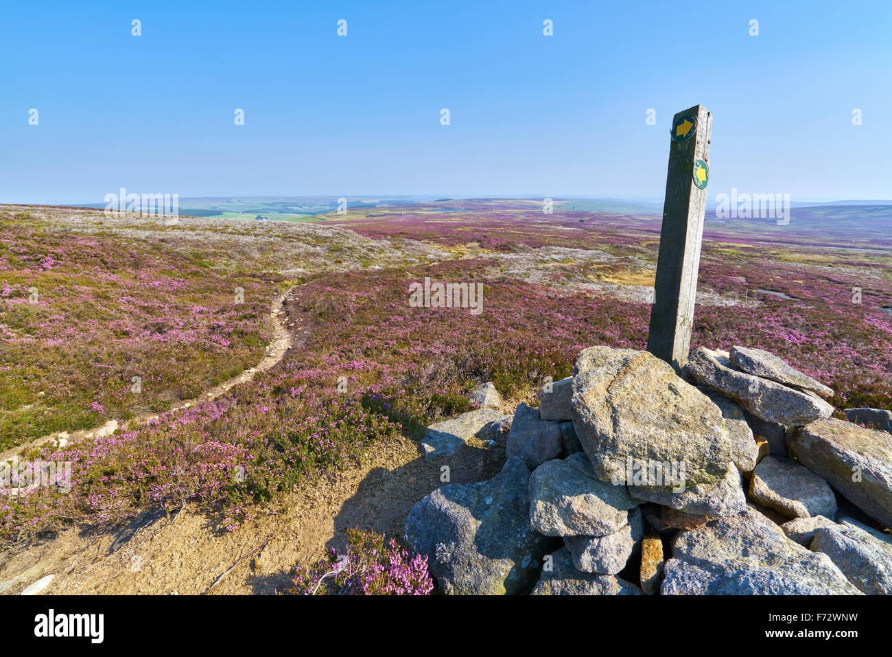 Hiking signpost at Edmundbyers Common in County Durham English ...
