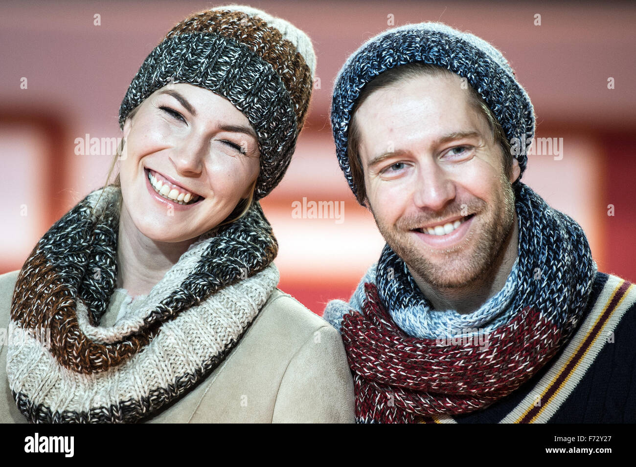 Duesseldorf, Germany. 24th Nov, 2015. Models Jill (l) and Lars wearing ...