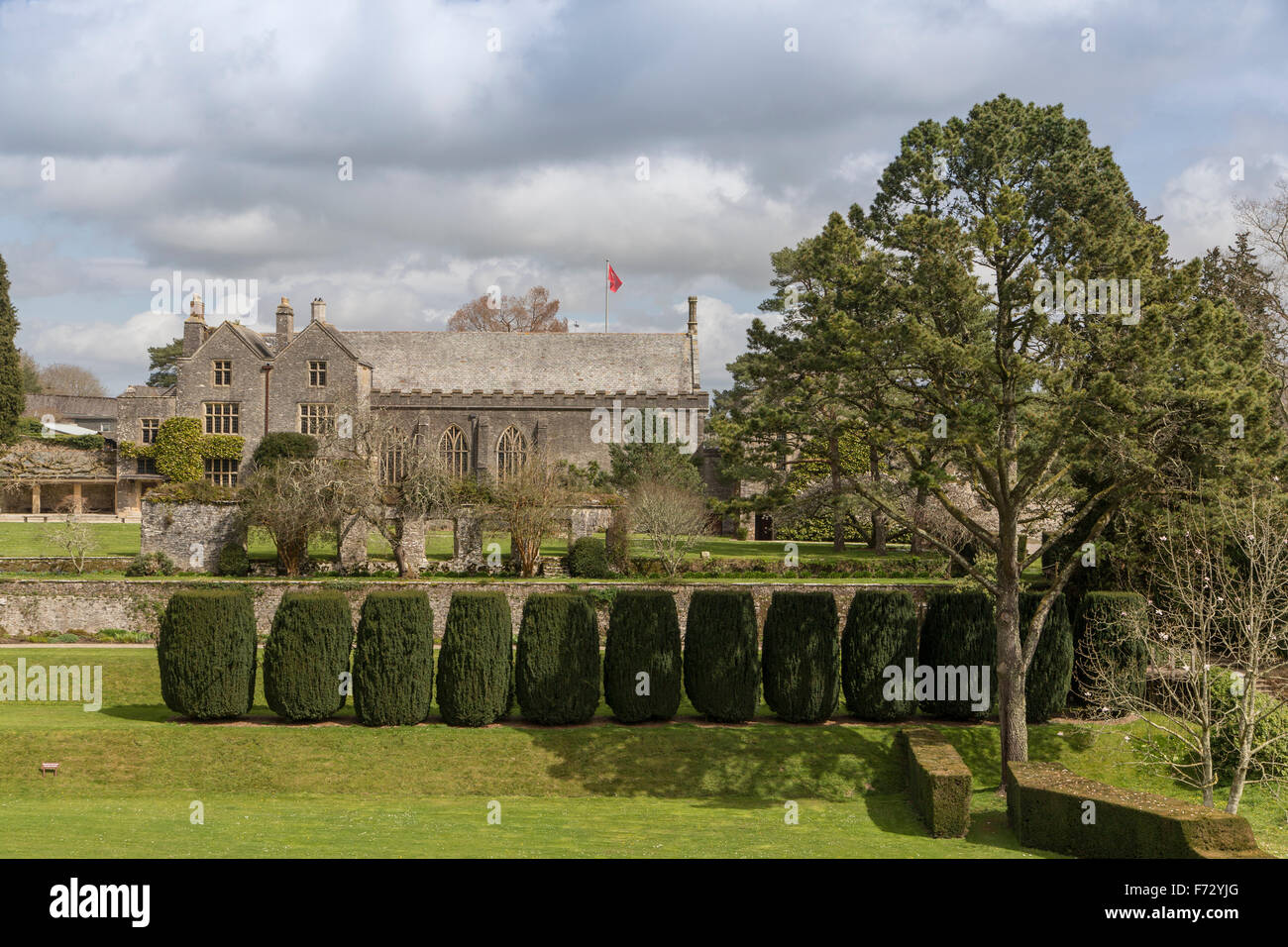 The Great hall in the gardens of Dartington hall Totnes South Devon ...