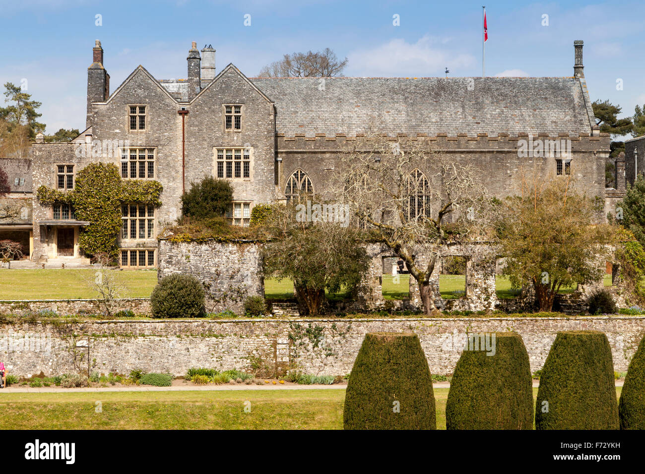 The Great hall in the gardens of Dartington hall Totnes South Devon ...