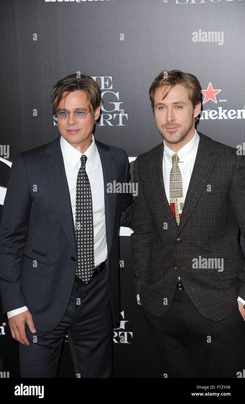 New York, NY, USA. 23rd Nov, 2015. Brad Pitt, Ryan Gosling at arrivals ...