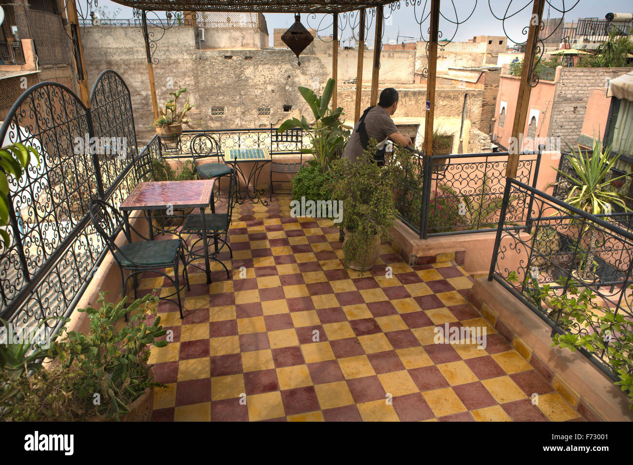 Typical Moroccan Roof Terrace in the old medina of Morocco, Africa ...