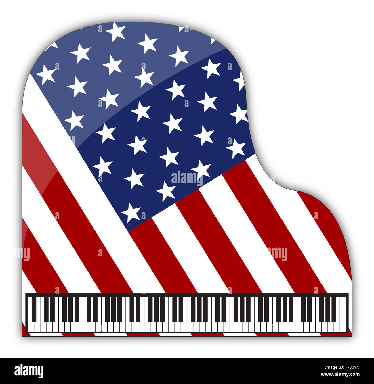 An American flag grand piano design isolated on a white background ...