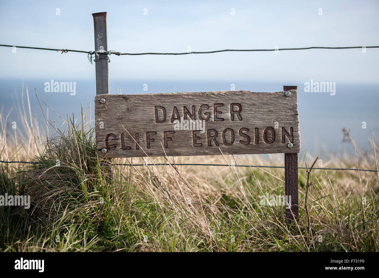 Danger Cliff Erosion warning sign at Beachy Head, Eastbourne, East ...