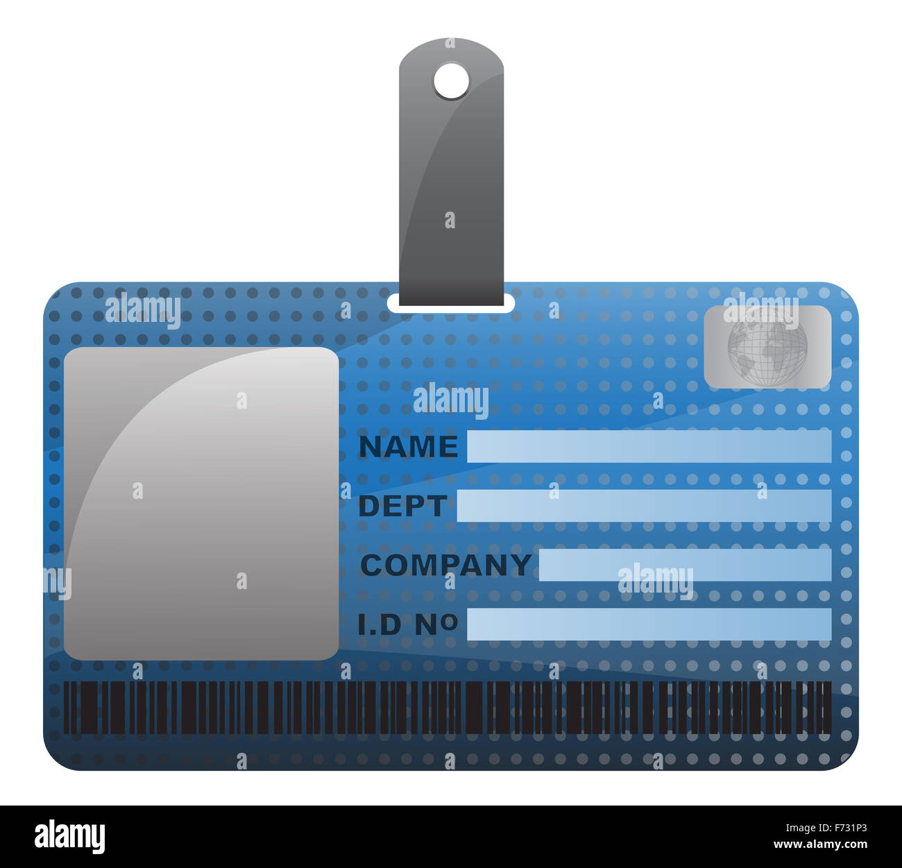 An ID card design with detail and a texture isolated on a white ...