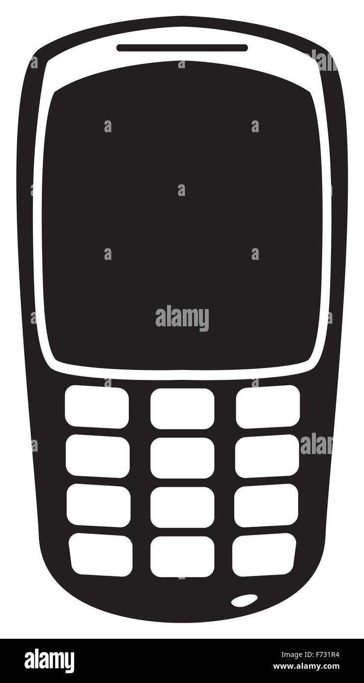 A mobile phone silhouette outline isolated on a white background Stock ...