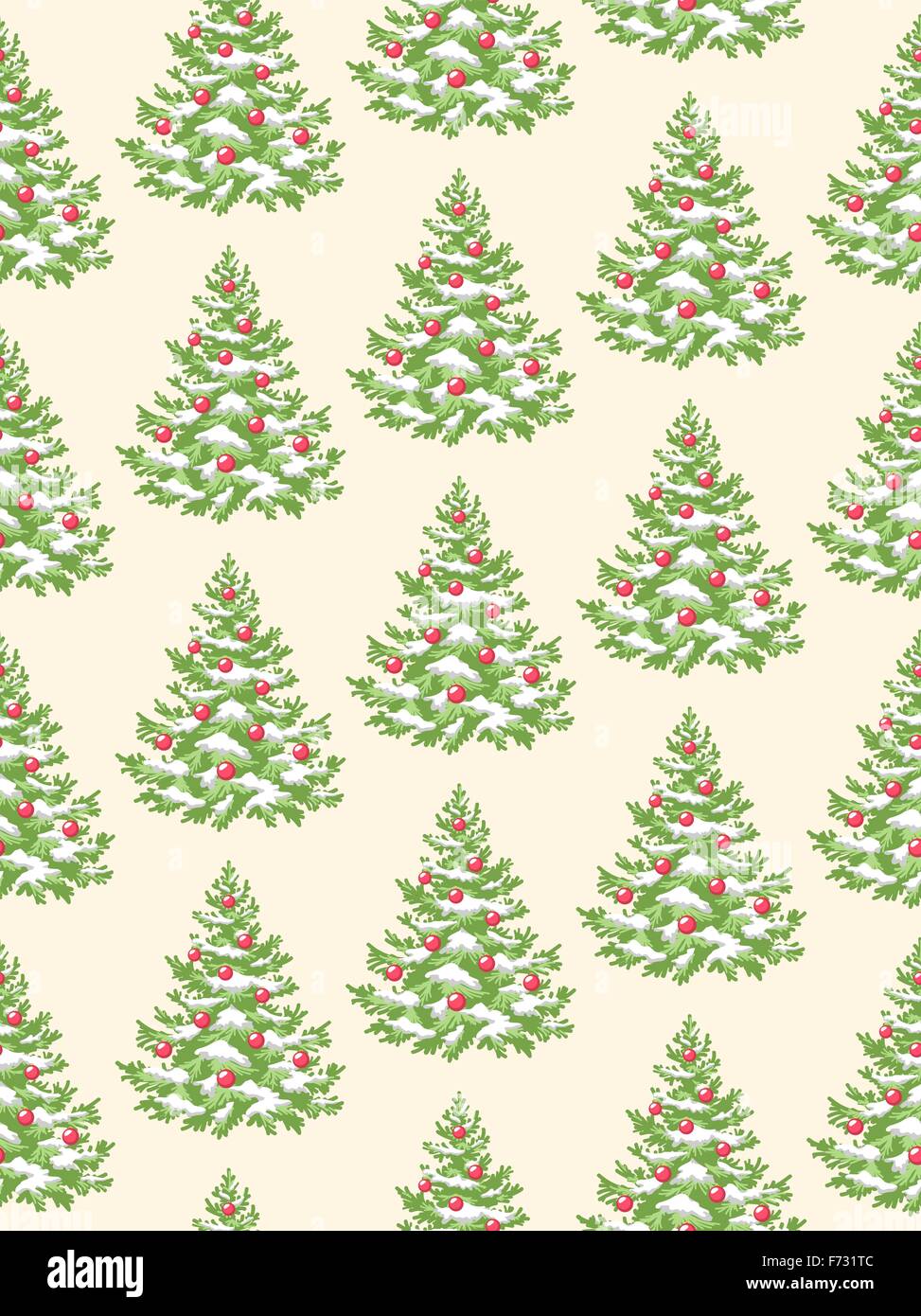 Seamless Pattern with Evergreen Christmas Tree Pine Fir Isolated Stock ...