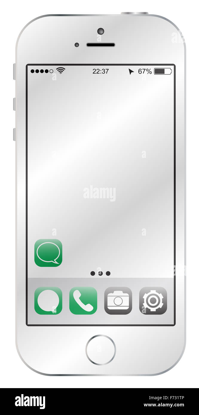 A modern mobile phone with blank screen isolated on a white background ...