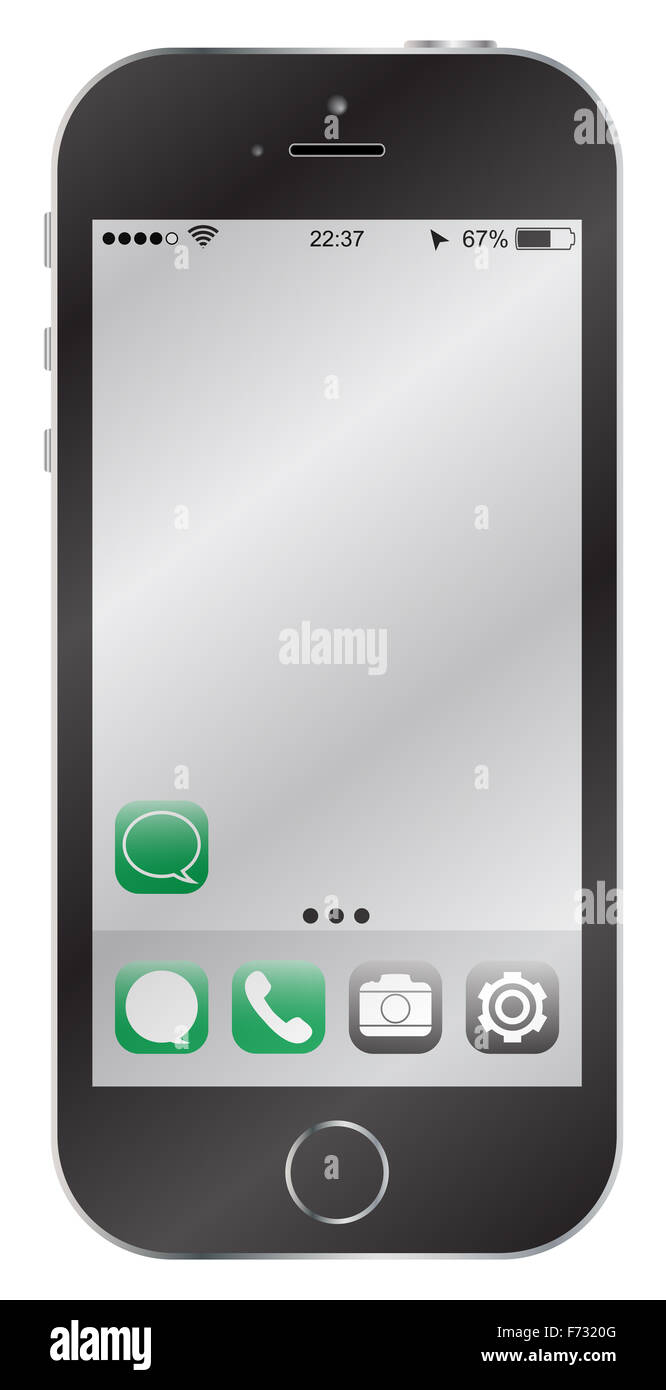 A modern mobile phone with blank screen isolated on a white background ...