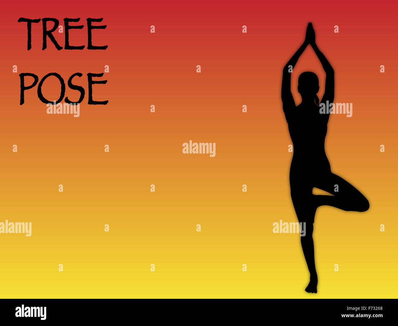 A yoga woman performing tree pose on a colourful background Stock Photo ...