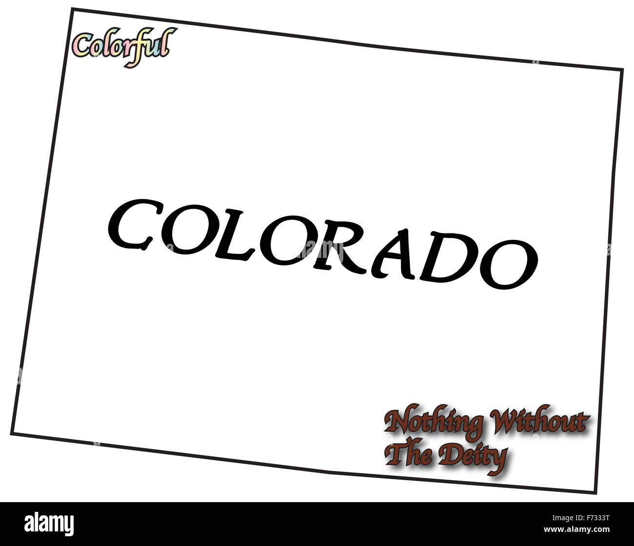 A Colorado state outline with motto and slogan isolated on a white ...