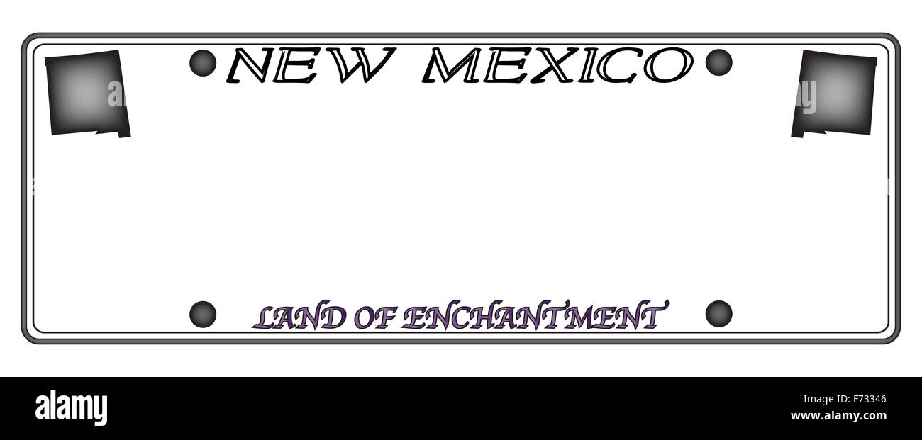 A New Mexico state license plate design isolated on a white background ...