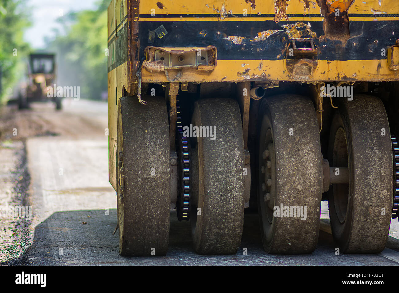 Static compaction using a pneumatic tyred roller Stock Photo - Alamy