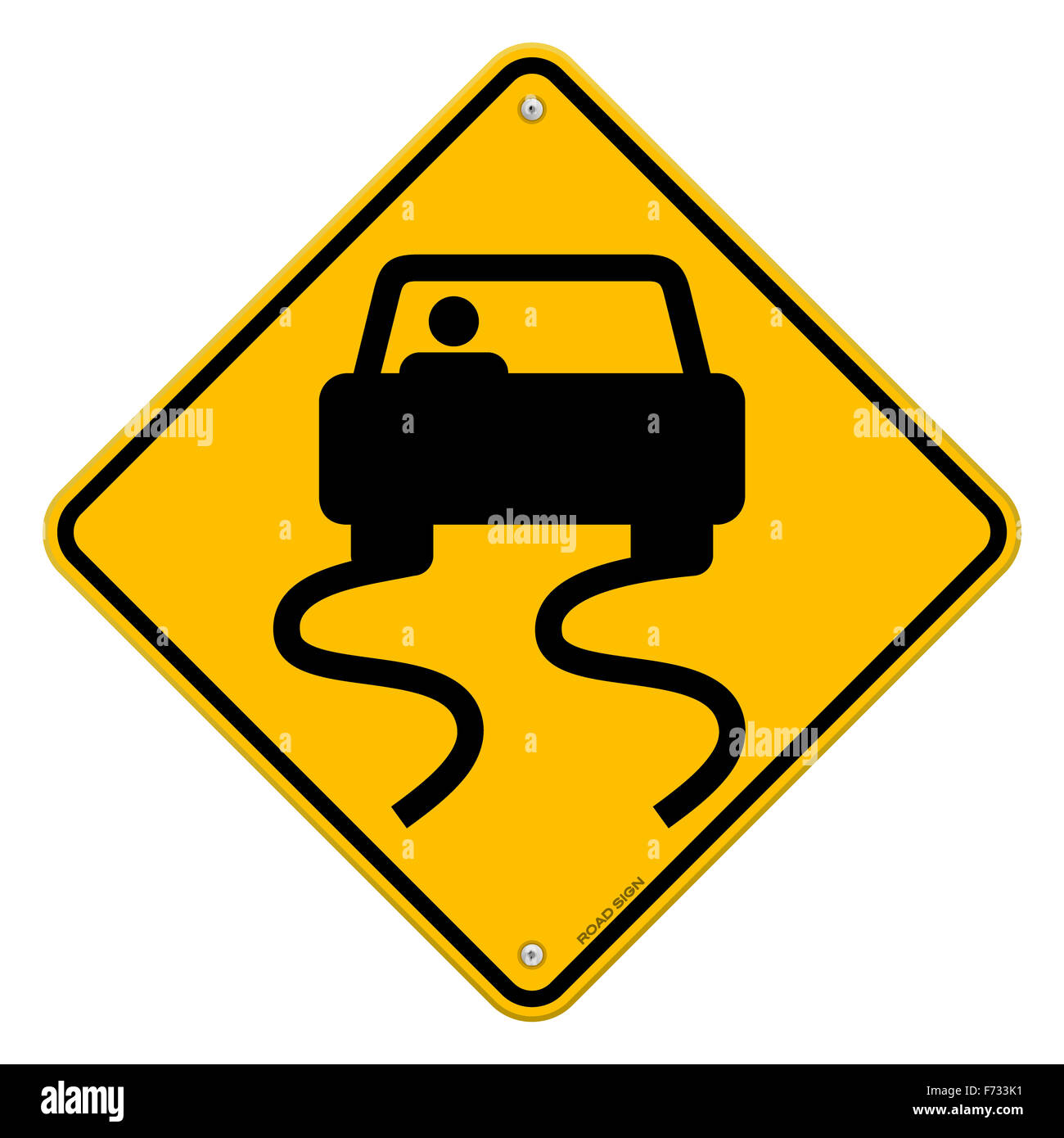 Slippery When Wet Road Sign