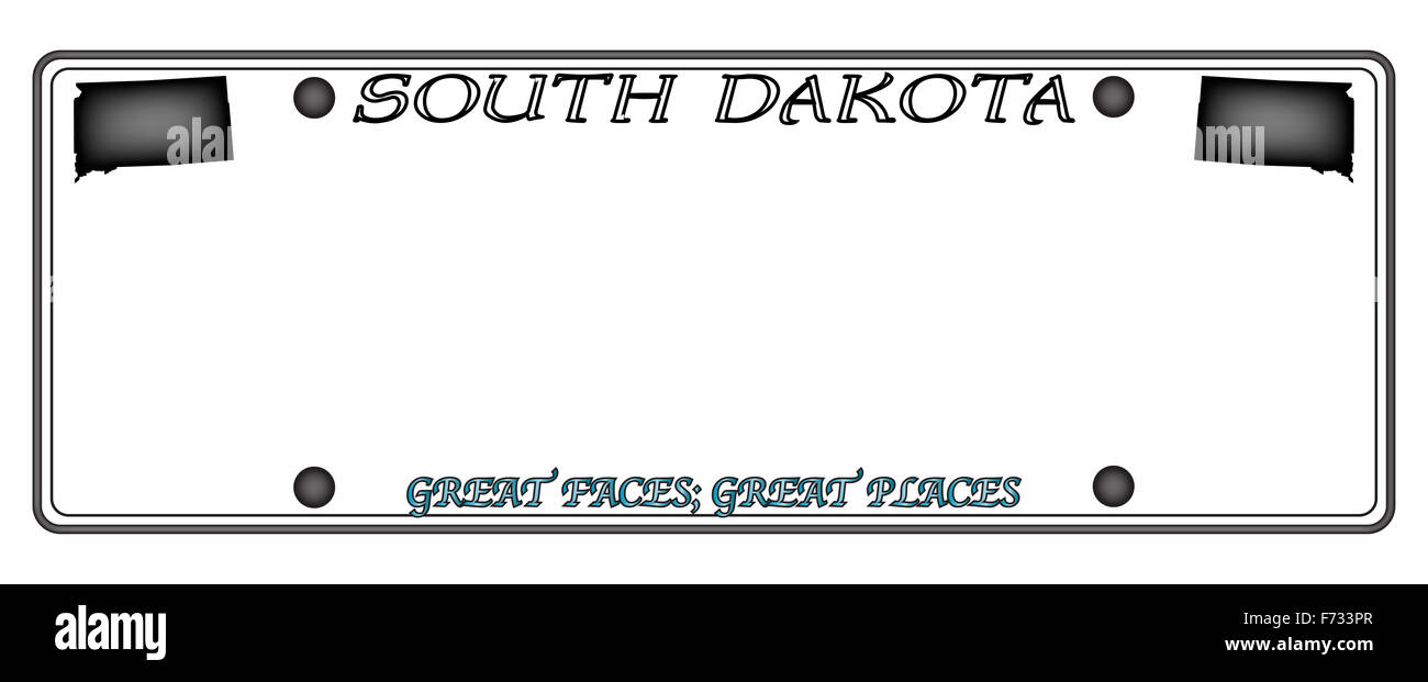 A South Dakota state license plate design isolated on a white ...