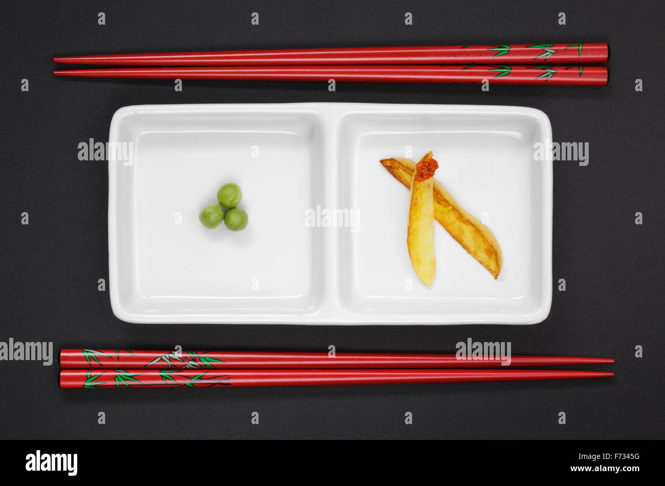 Peas ,Potato Chips and Chopsticks Stock Photo - Alamy