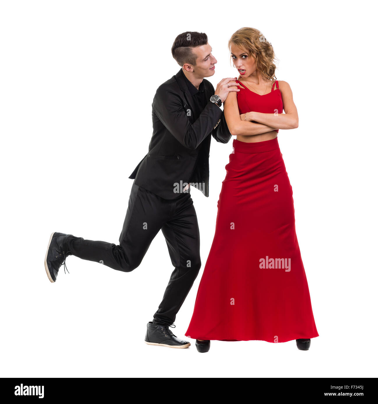 Young elegant couple dancing. Isolated on white Stock Photo - Alamy