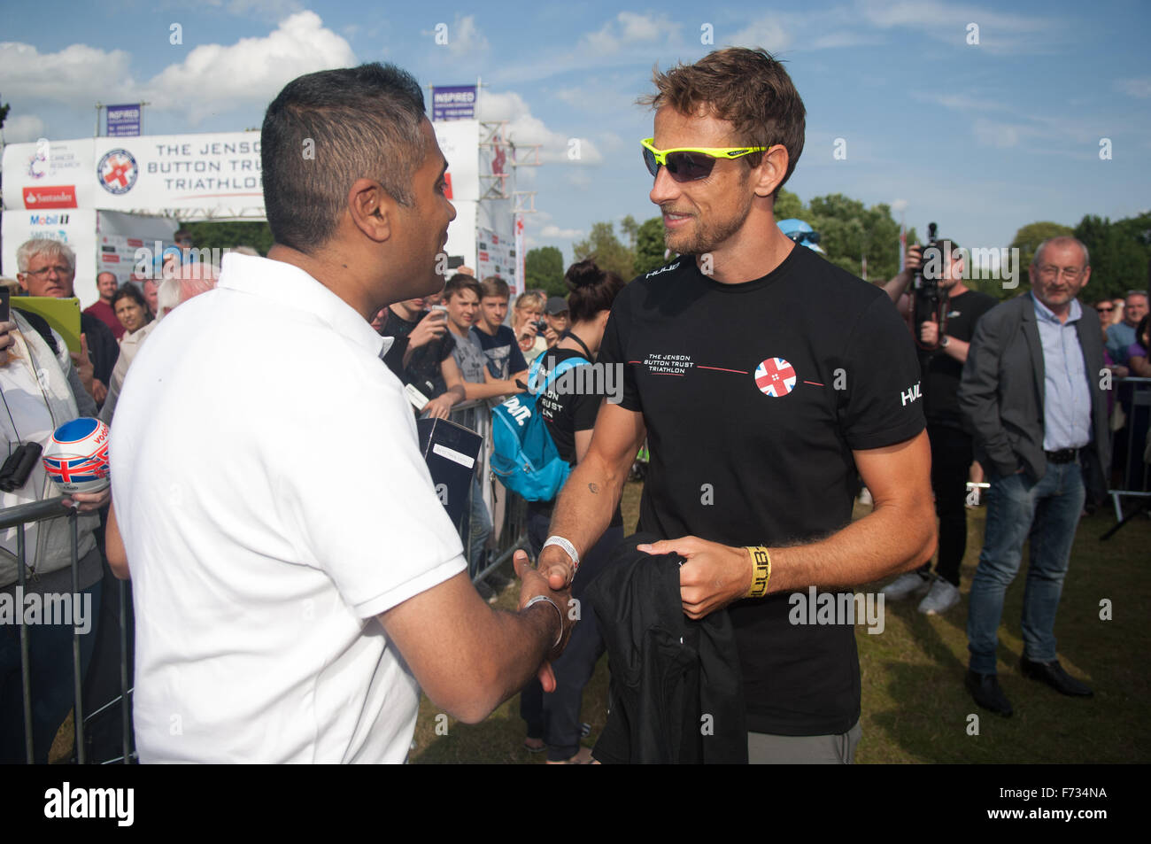 Jenson Button and Councillor Ranjit Banwait, leader of Derby City ...