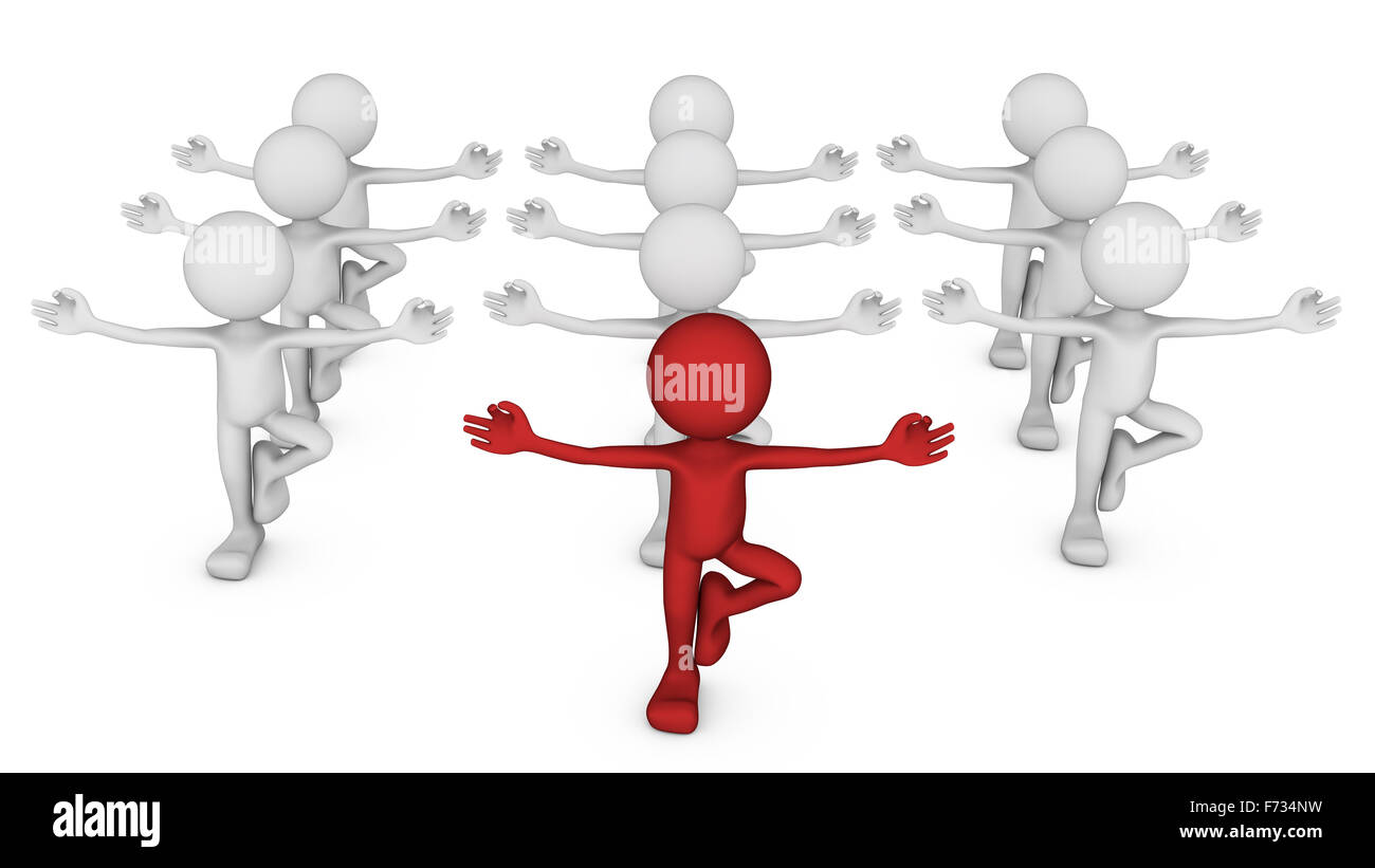 cartoon mans in a zen pose 3d render Stock Photo - Alamy