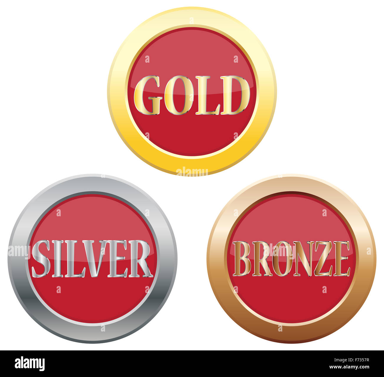 Gold Silver Bronze icons isolated on a white background Stock Photo - Alamy