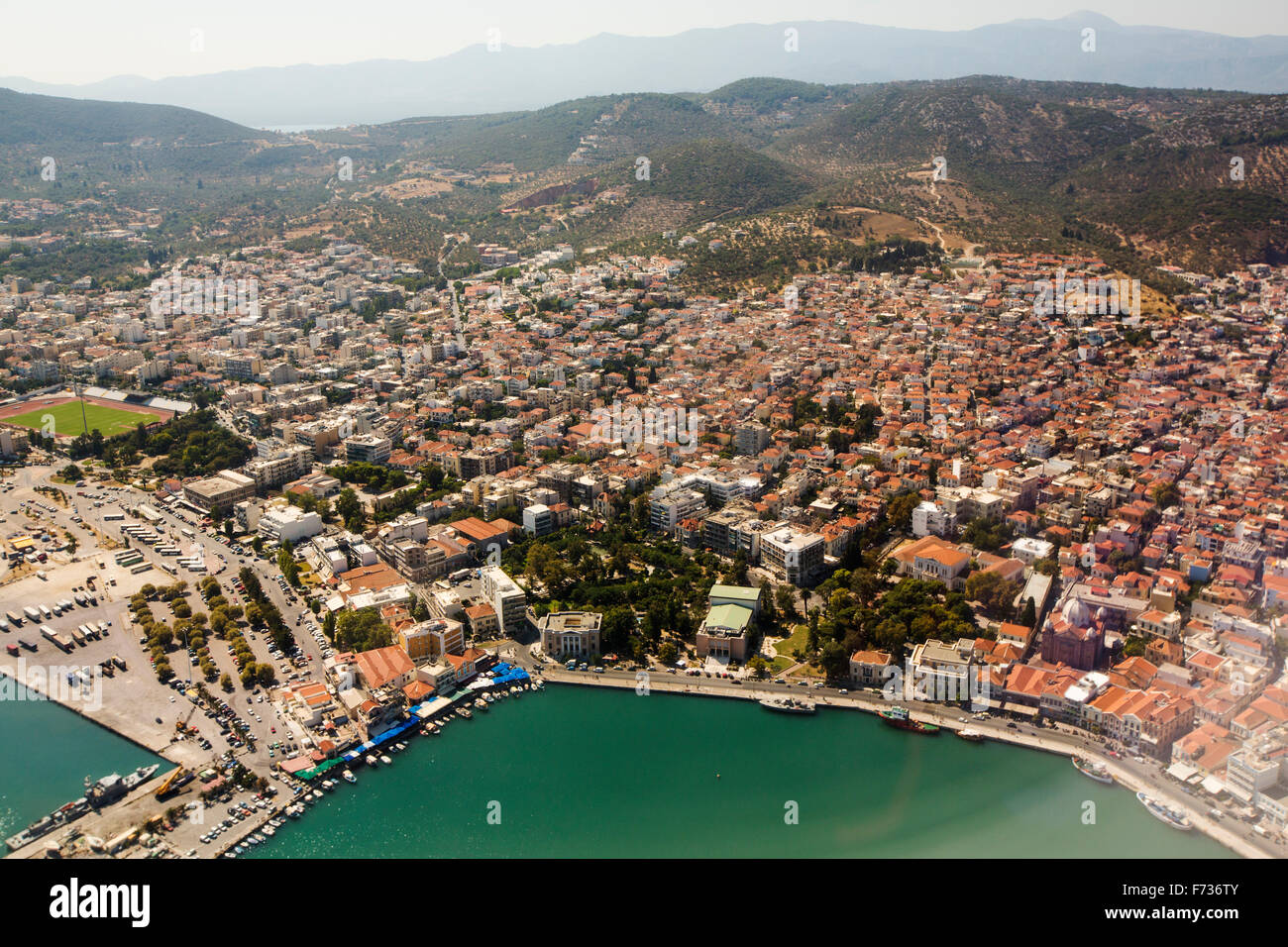 Looking down on Mytilene the capital of Lesvos, Greece Stock Photo - Alamy
