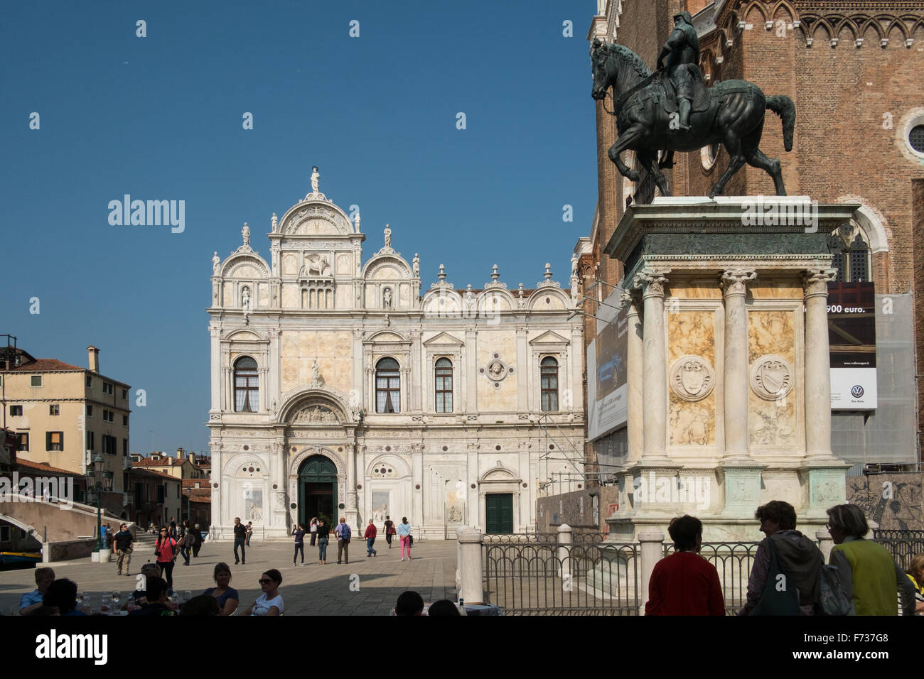 Statue of Condottiere Colleoni outside the Frari church of Giovanni e ...