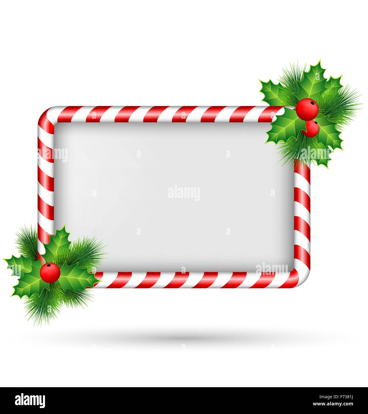 Candy cane frame with holly isolated on white Stock Vector Image & Art ...