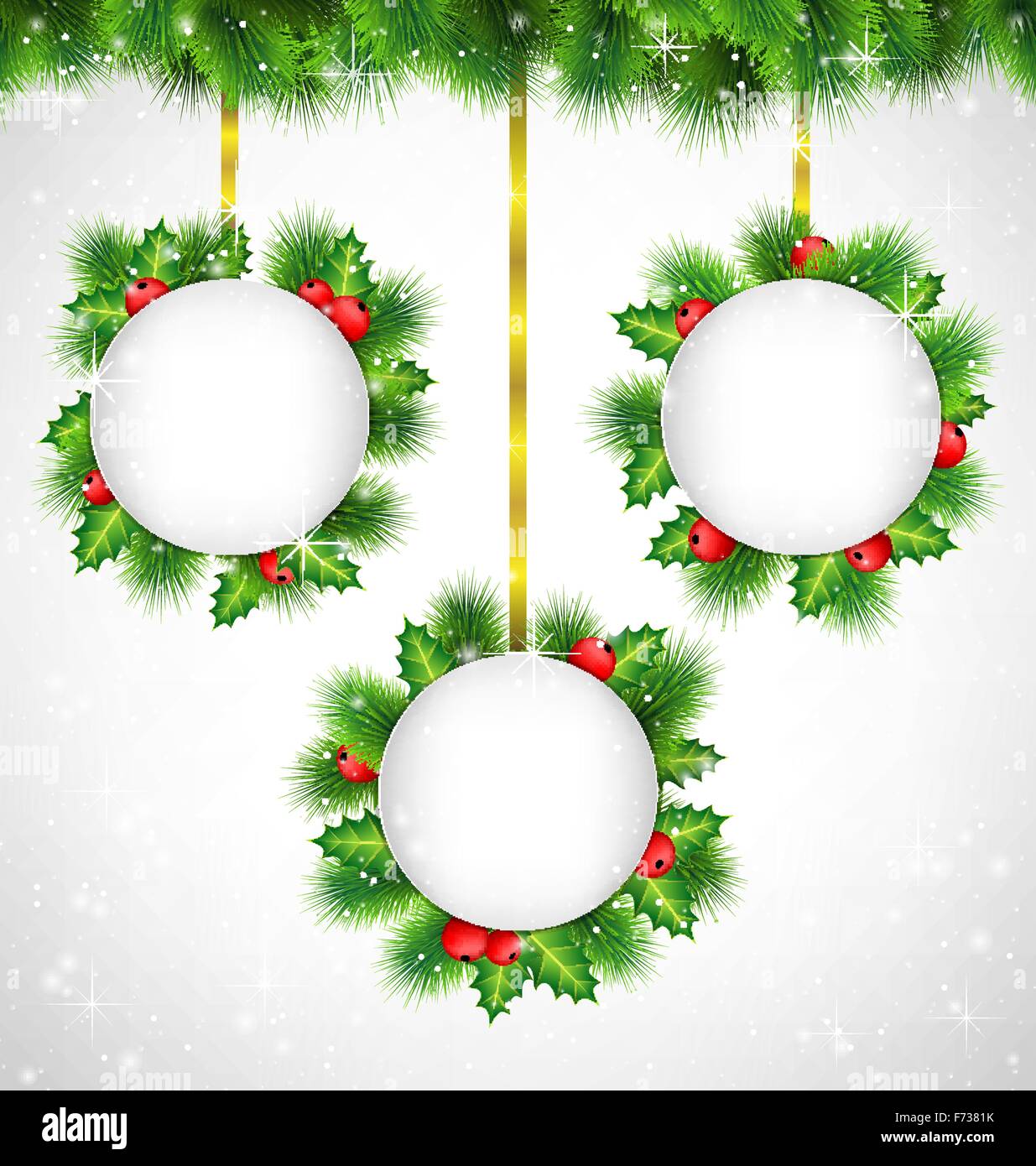 Holly frames on golden ribbons Stock Vector Image & Art - Alamy