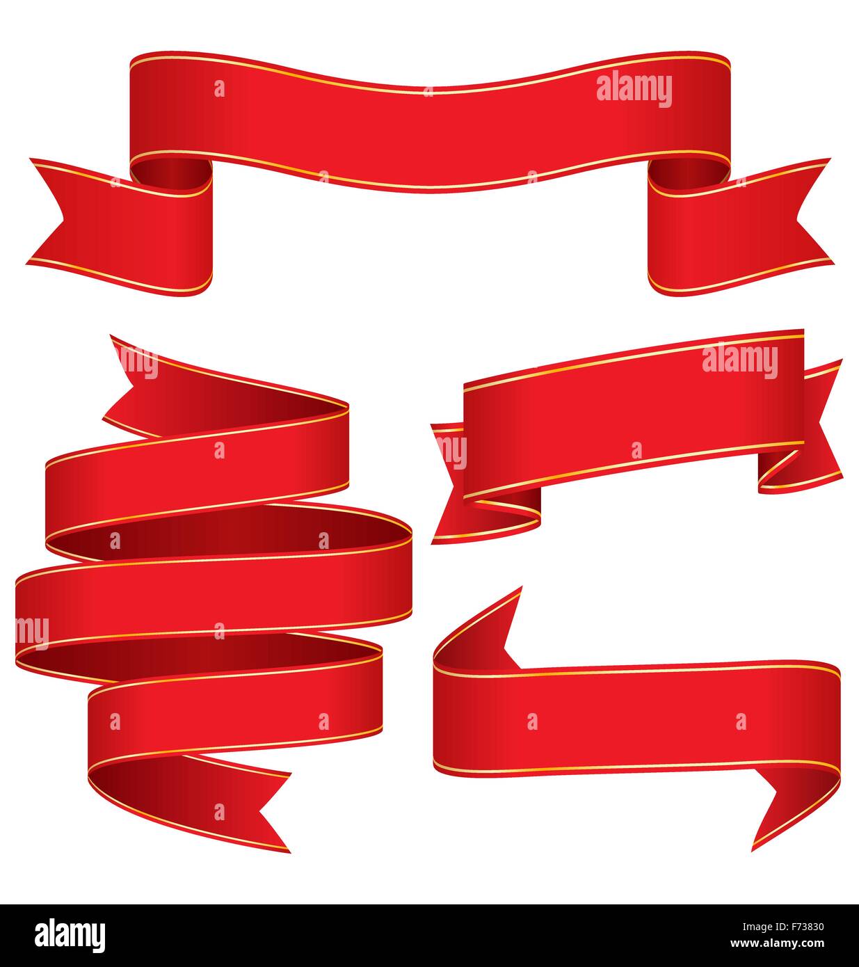 Celebration Curved Ribbons Variations Isolated on White Stock Vector ...