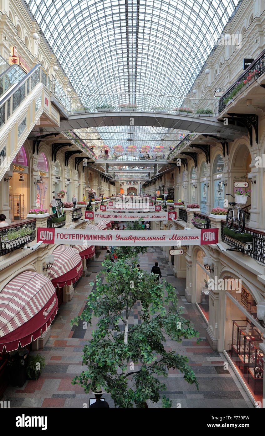 Inside the GUM department store on Red Square, Moscow, Russia Stock ...