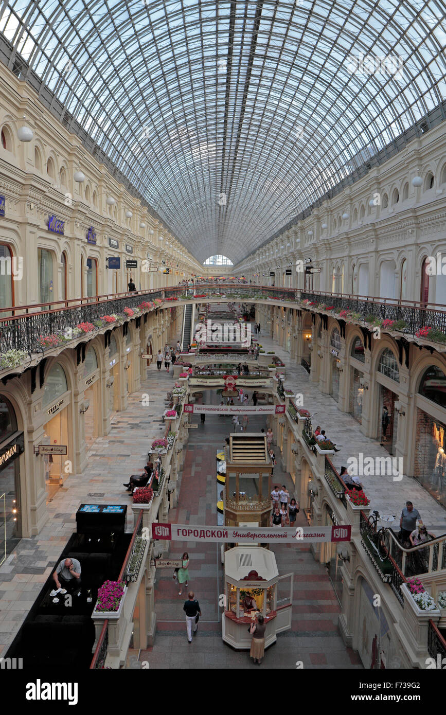 Inside the GUM department store on Red Square, Moscow, Russia Stock ...