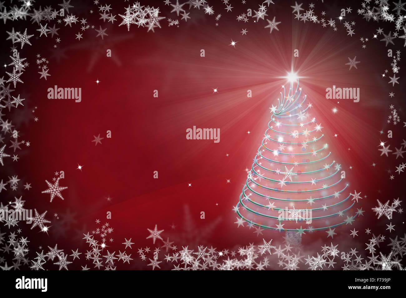 Magic Red Christmas tree background illustration Stock Photo - Alamy