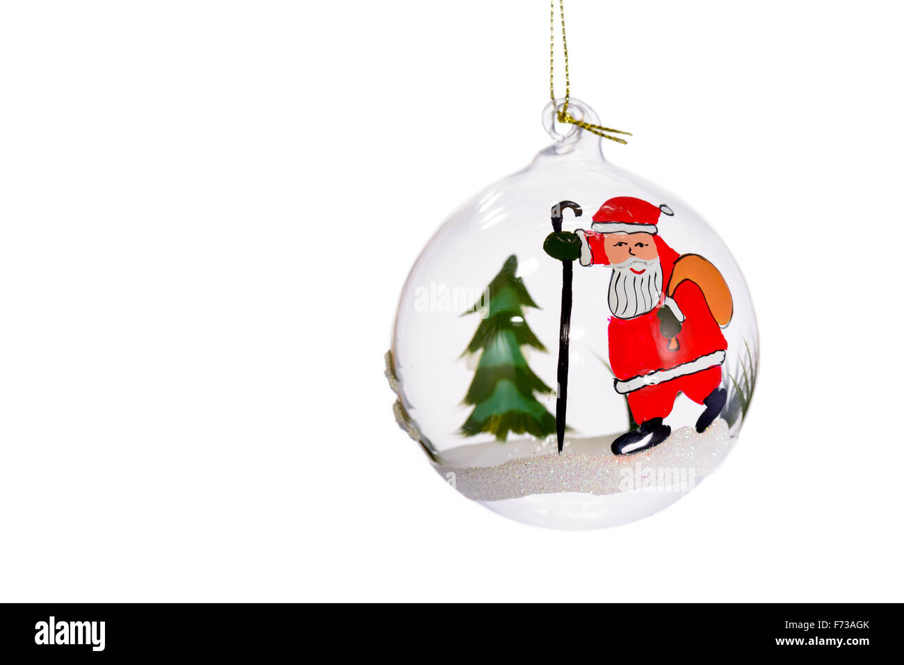 Crystal christmas ball with santa klaus and a tree Stock Photo - Alamy