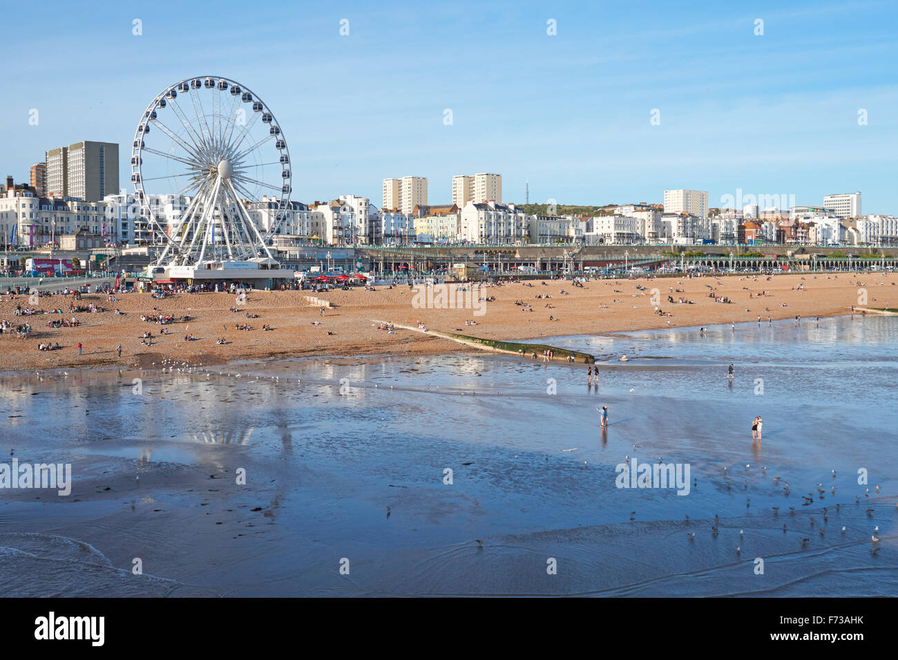 Brighton seafront at sunset, East Sussex England United Kingdom UK ...