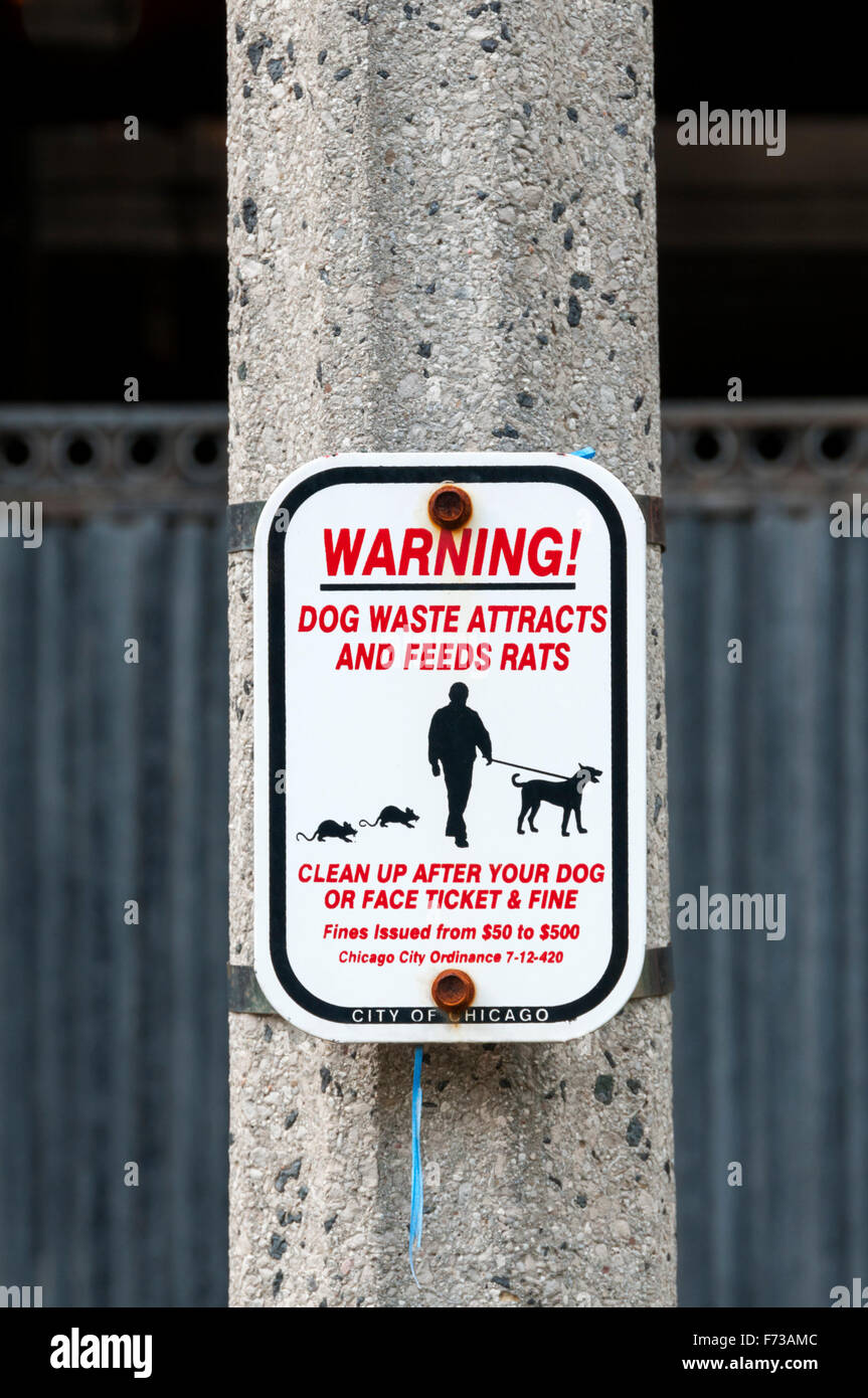 Dog Waste Attracts and Feeds Rats sign in Chicago, encouraging owners ...