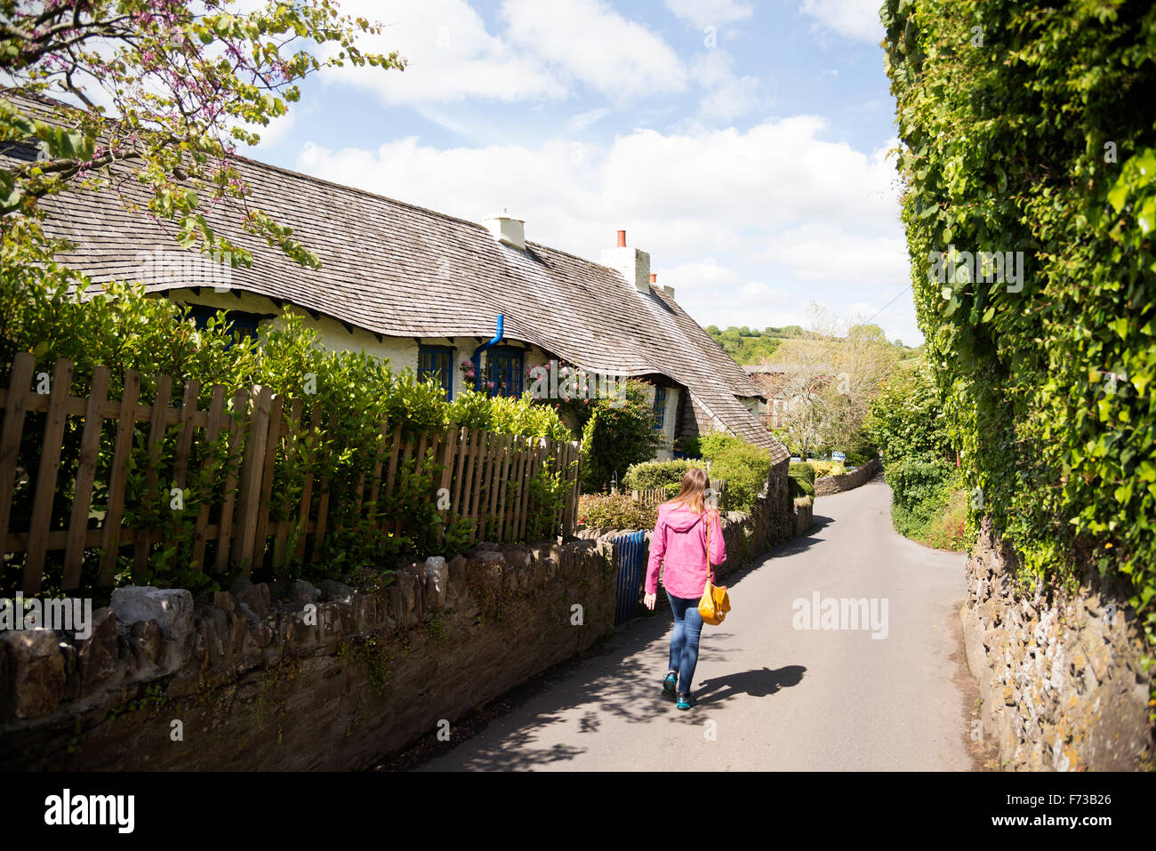 A lane with a large cottage in newton ferrers in devon Stock Photo - Alamy