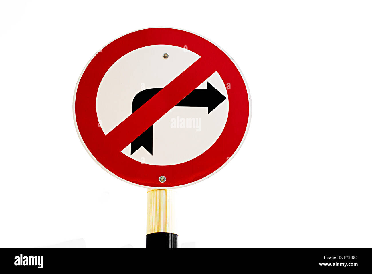 Road sign don't turn right on white background Stock Photo - Alamy