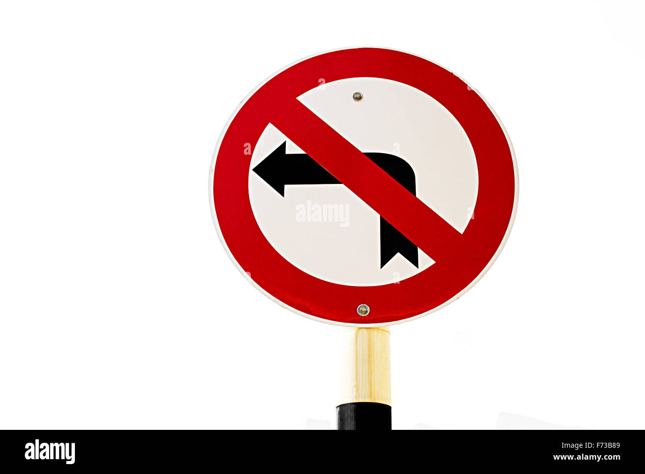 Road sign don't turn left on white background Stock Photo - Alamy
