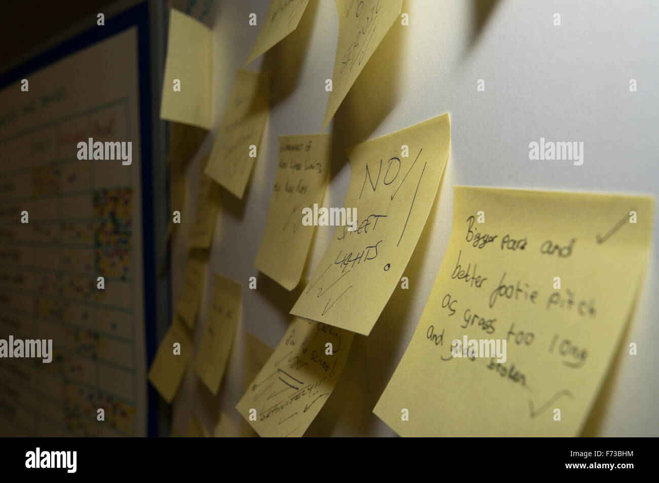 Post it notes on a board Stock Photo - Alamy