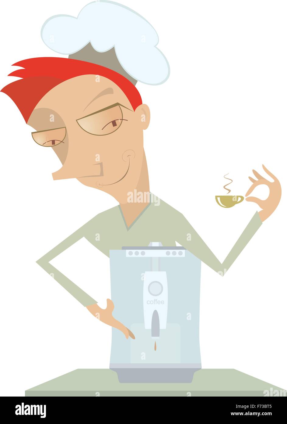 A cook makes a cup of coffee by coffee machine Stock Vector Image & Art ...