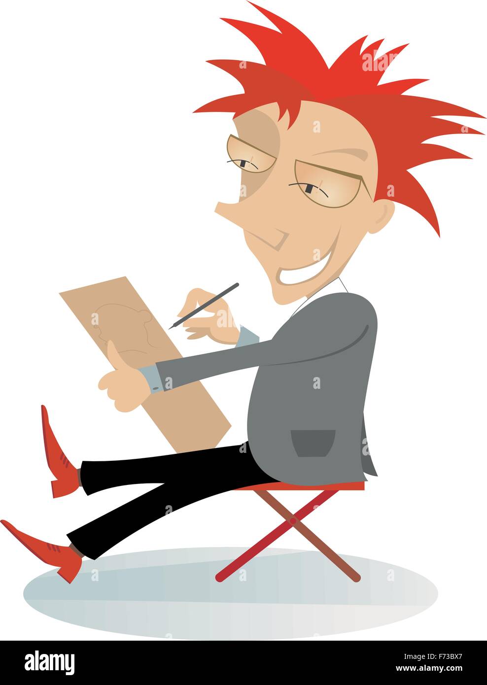 Cartoon artist draws on paper Stock Vector Image & Art - Alamy