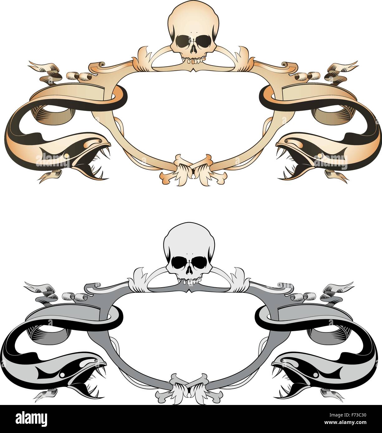 frame with skull, bones, predator and floral Stock Vector Image & Art ...