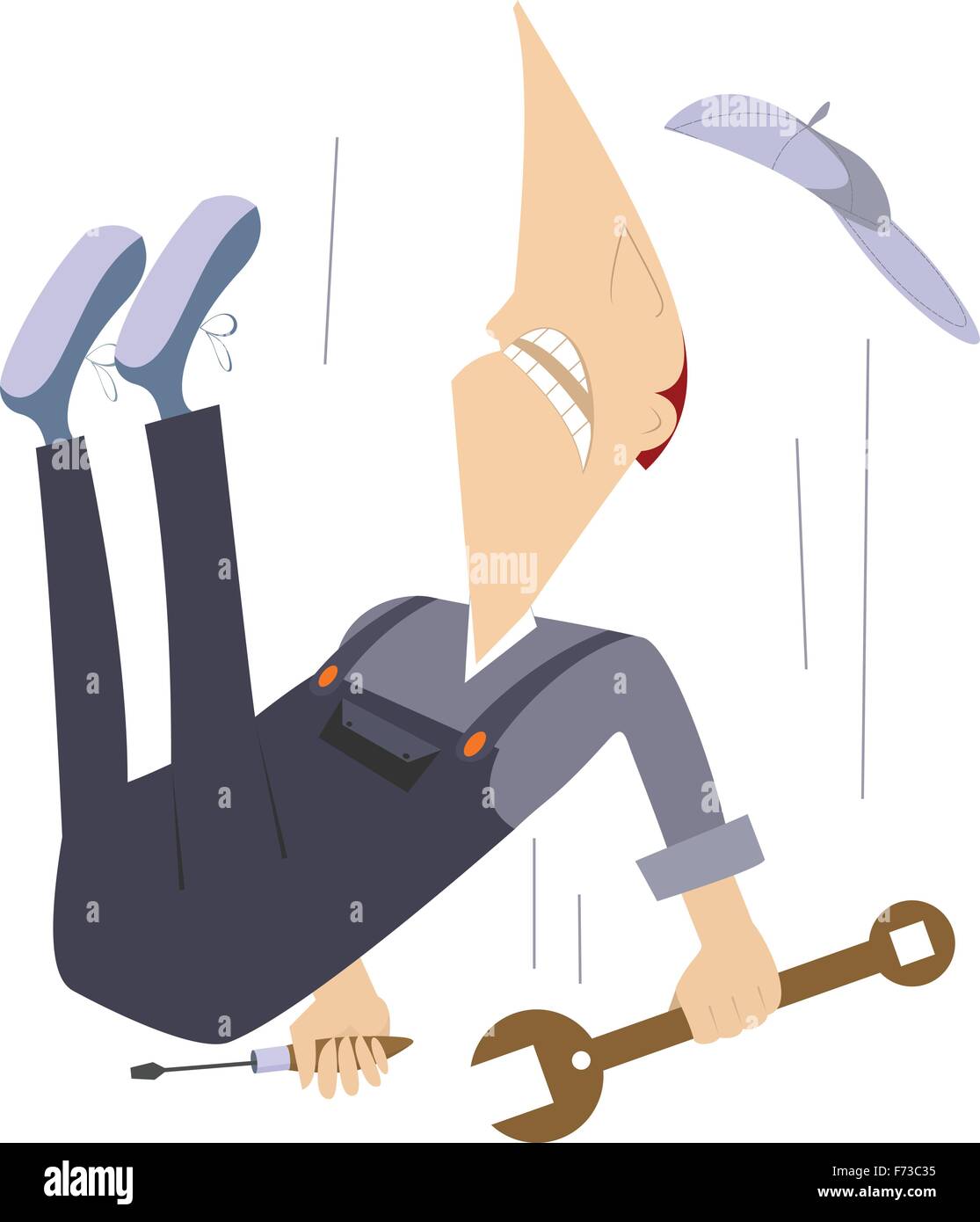 Comic worker is falling down from high construction Stock Vector Image ...
