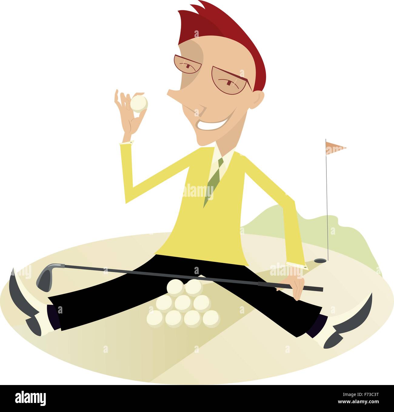 Smiling golfer sitting on the golf course Stock Vector Image & Art - Alamy