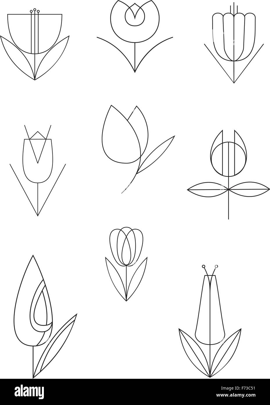 Flower line calligraphy collection for design Stock Vector Image & Art ...