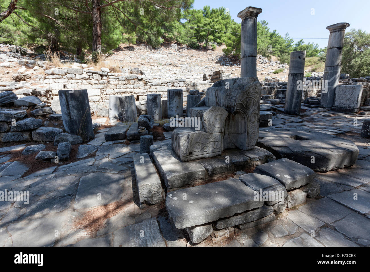 Early Byzantine basilica church, with Ambo, in Priene an ancient Greek ...