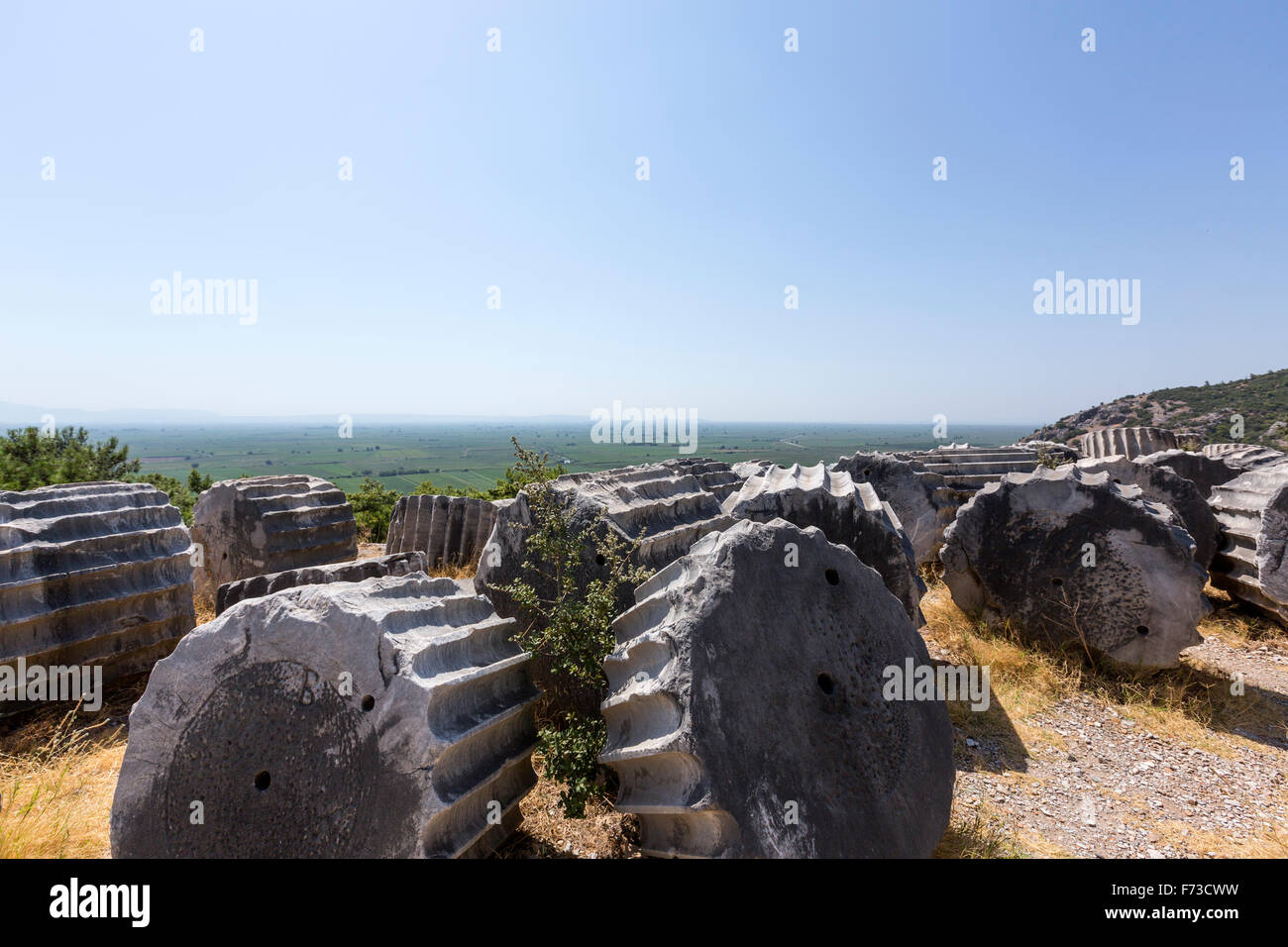 Remains of columns of the Temple of Athena with was to be the sea ...