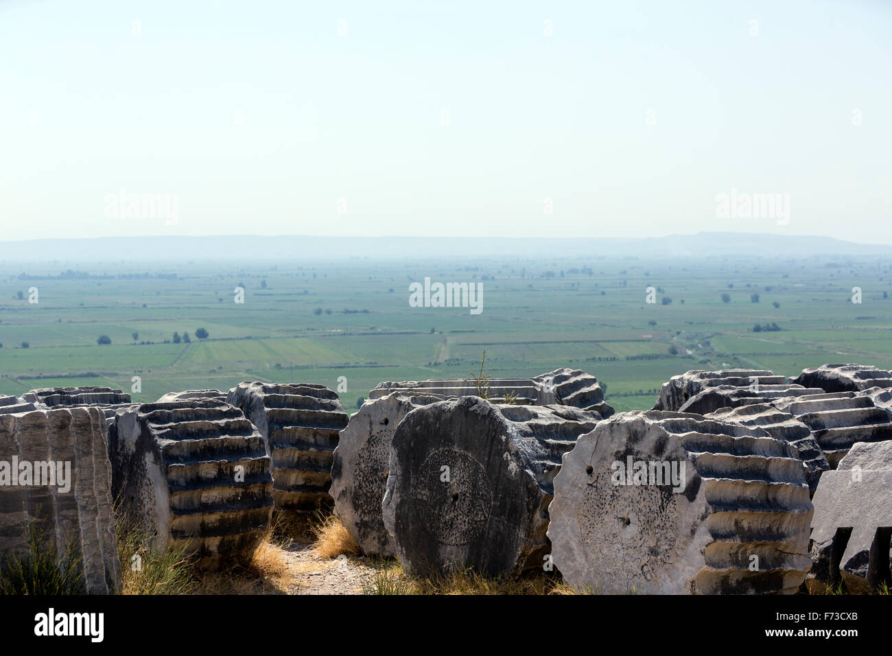 Remains of columns of the Temple of Athena with was to be the sea ...