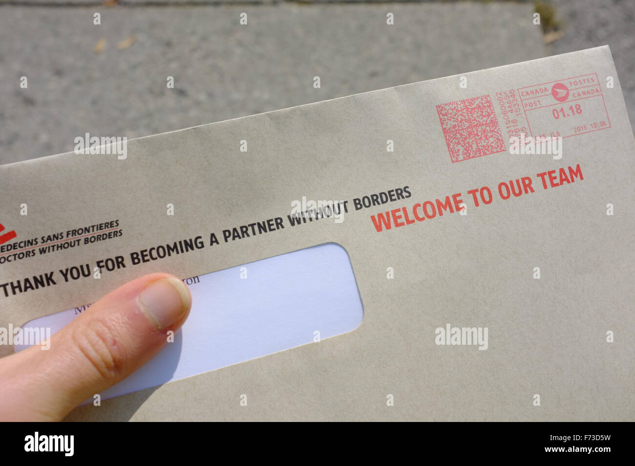 Médecins Sans Frontières charity correspondence Stock Photo - Alamy