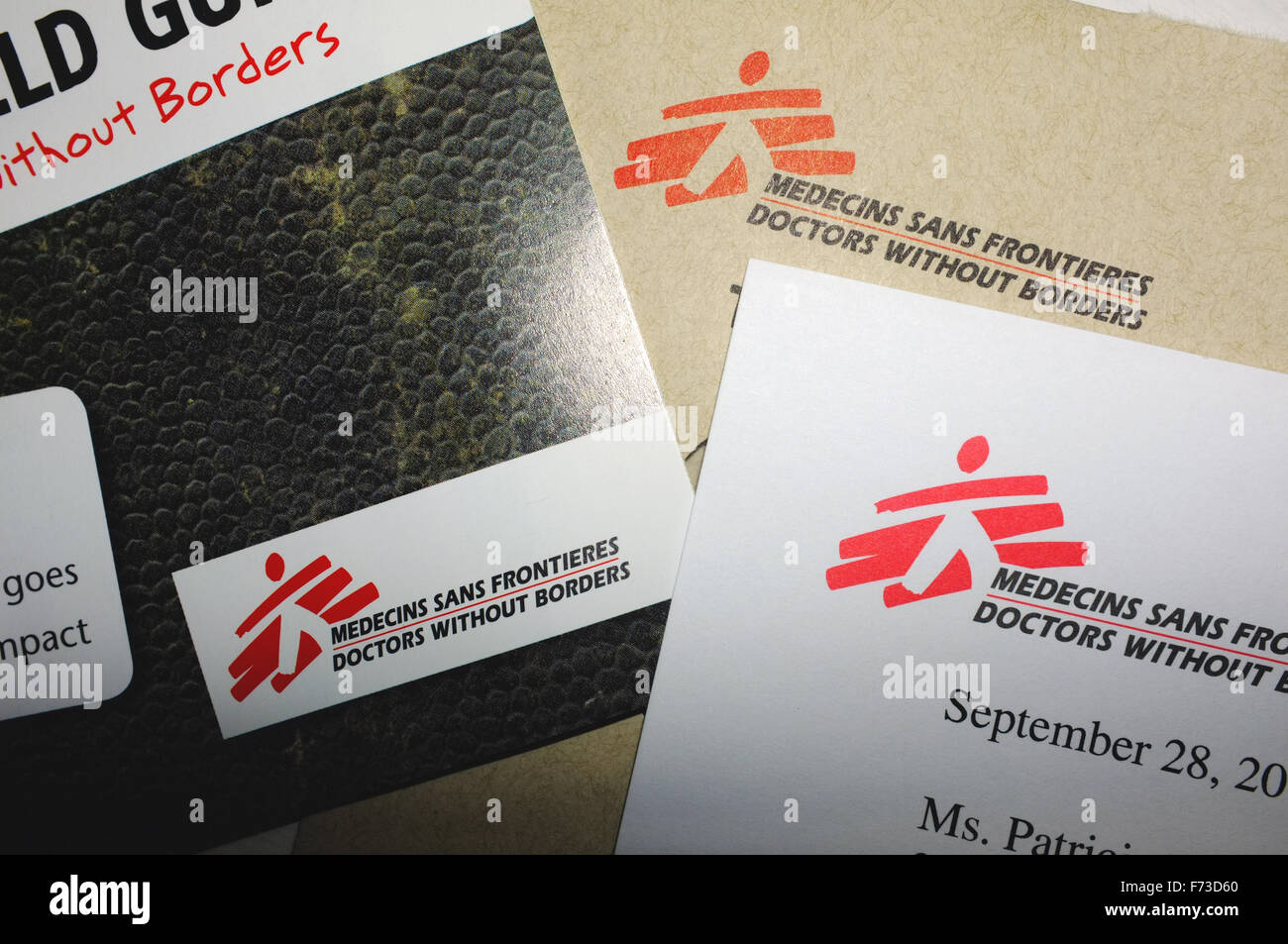 Médecins Sans Frontières charity correspondence Stock Photo - Alamy